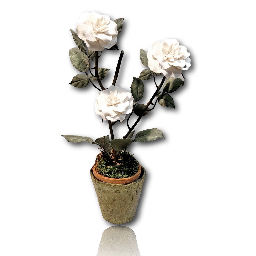 GRAND ROSIER, FLEURS en BISCUIT de PORCELAINE - Samuel MAZY