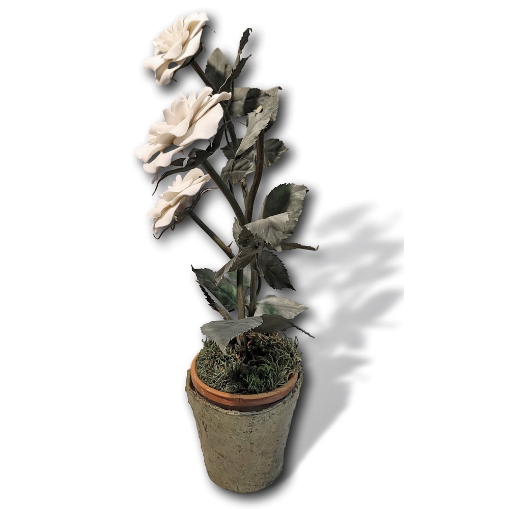 GRAND ROSIER, FLEURS en BISCUIT de PORCELAINE - Samuel MAZY